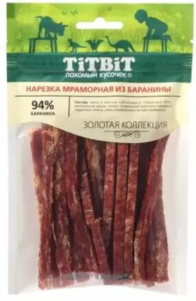 TiTBiT Золотая коллекция Нарезка мраморная из баранины для собак, 80г 0.08 кг