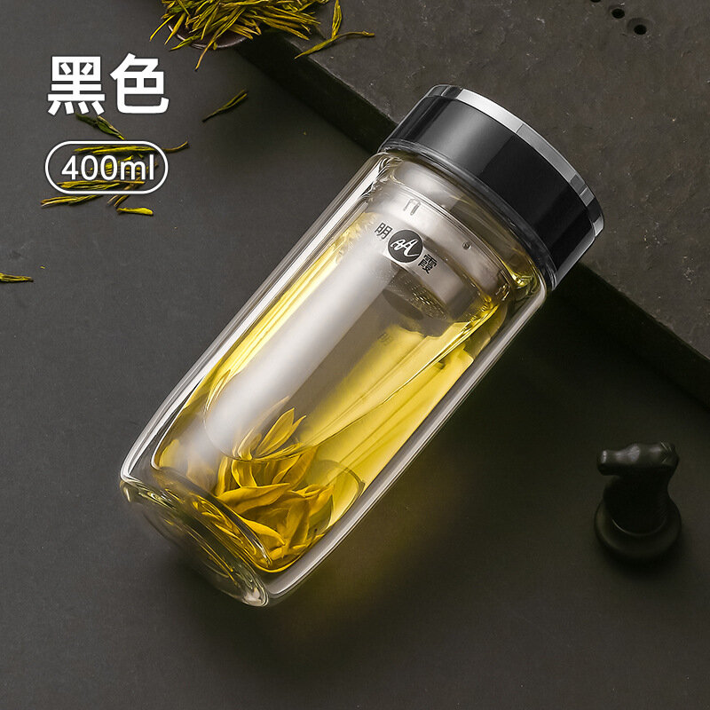 Двухслойная стеклянная чашка Mingxia из высокого боросиликата, чашка в форме гусиного яйца с фильтром, чайная чашка, подарок для мужчин, оптовая продажа