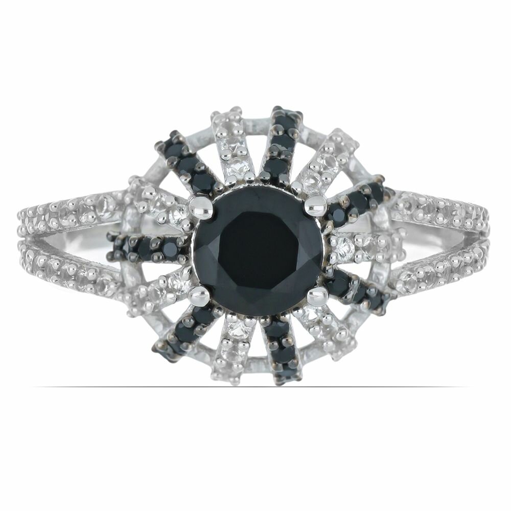 Кольцо, серебро, 925 проба, родирование, шпинель, циркон