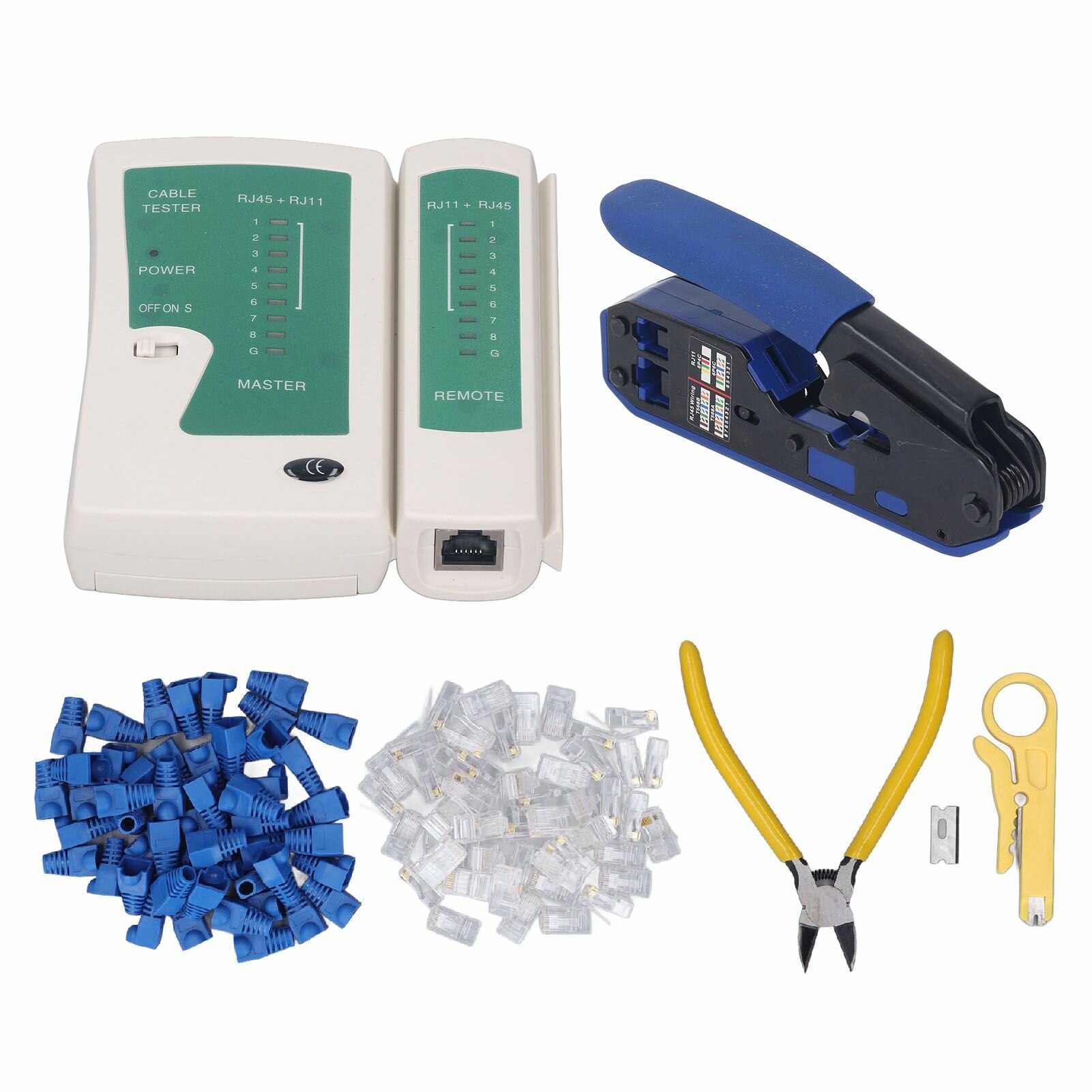 Набор для обжима RJ45 кримпер тестер сетевой 8P8C для Cat5 Cat6