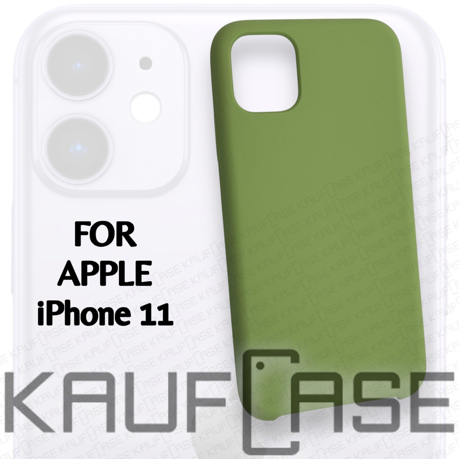 Силиконовый чехол KAUFCASE без логотипа для Apple iPhone 11 (6.1"), оливковый. Покрытие Soft Touch и подкладка из микрофибры внутри чехла; легкий доступ к разъемам