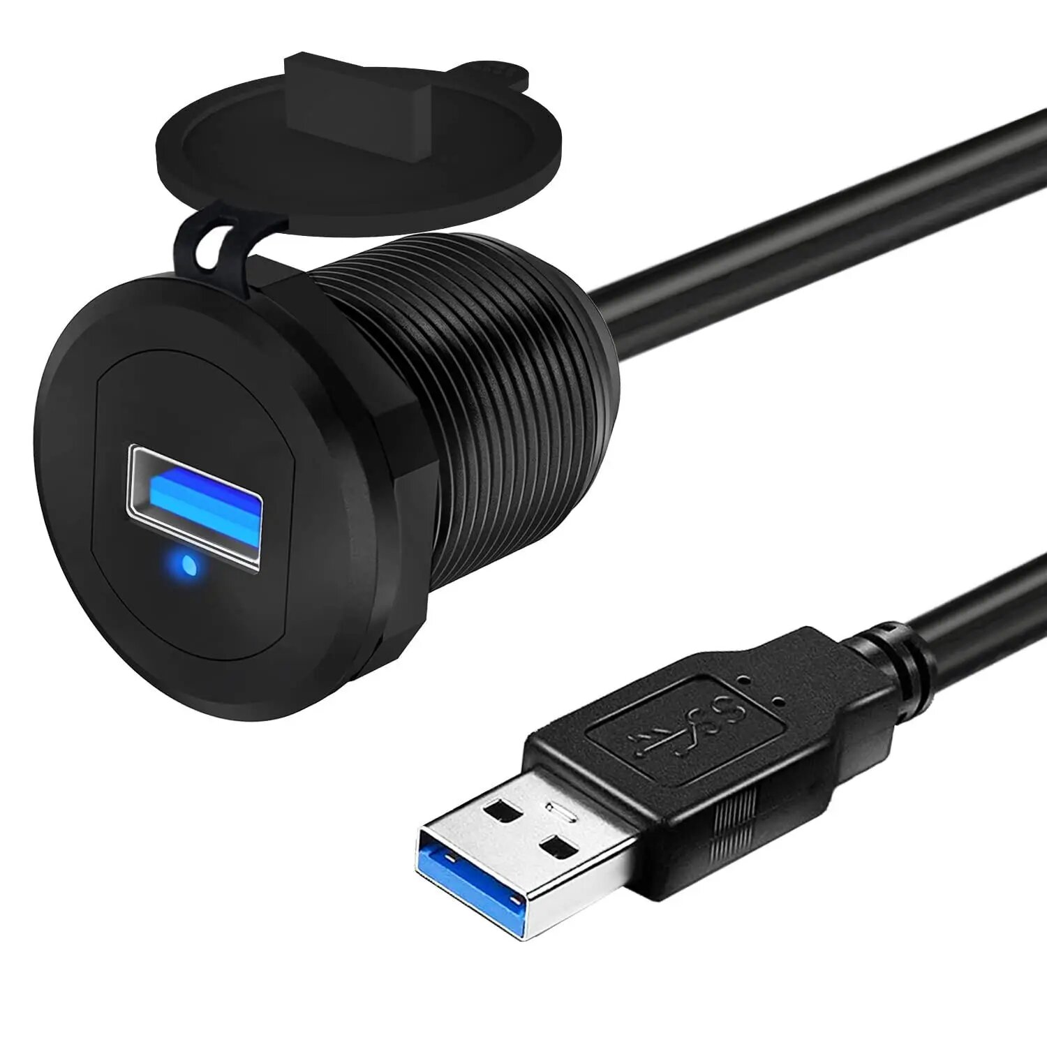 Удлинительный кабель «папа-мама», светодиодный индикатор USB 3,0, автомобильный кабель для скрытого монтажа, панель приборной панели для грузовика, лодки, мотоцикла