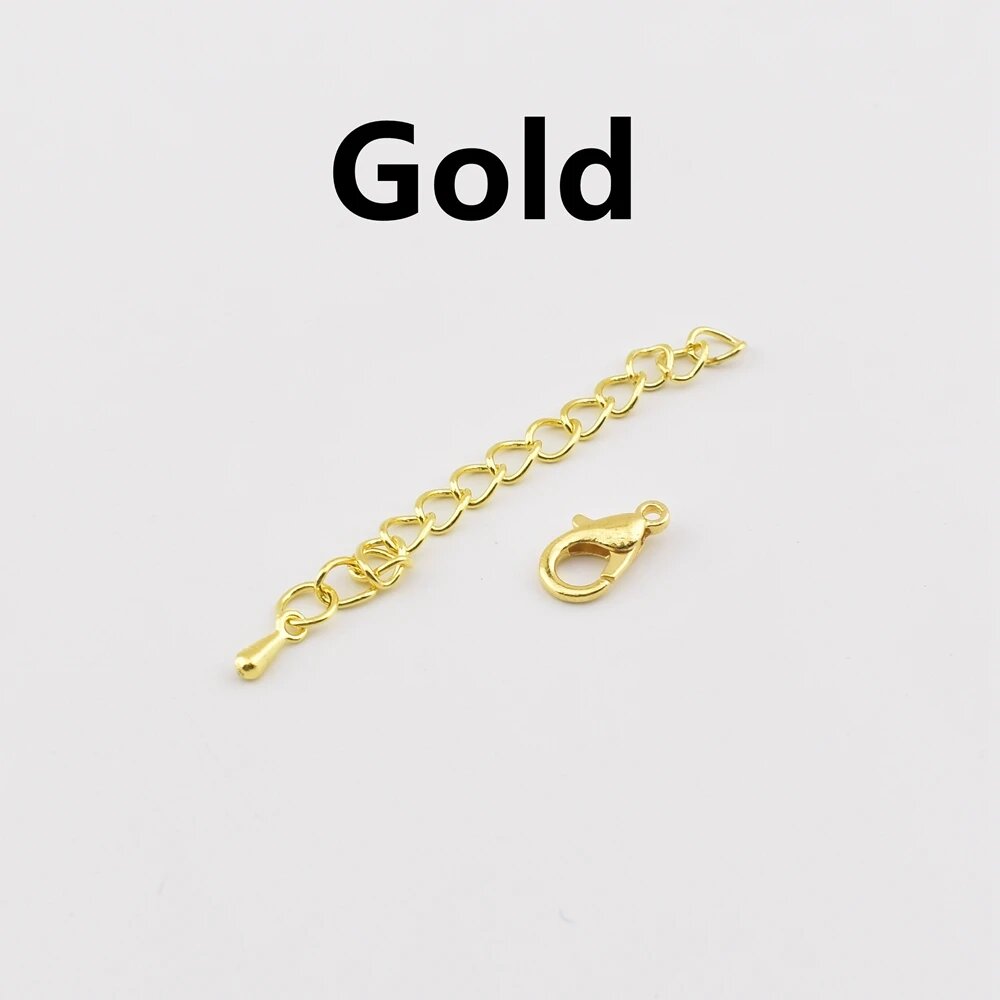 Цепочки-удлинители для украшений с подвесками в виде капель воды и застежками-лобстерами 5cm 20sets, Gold