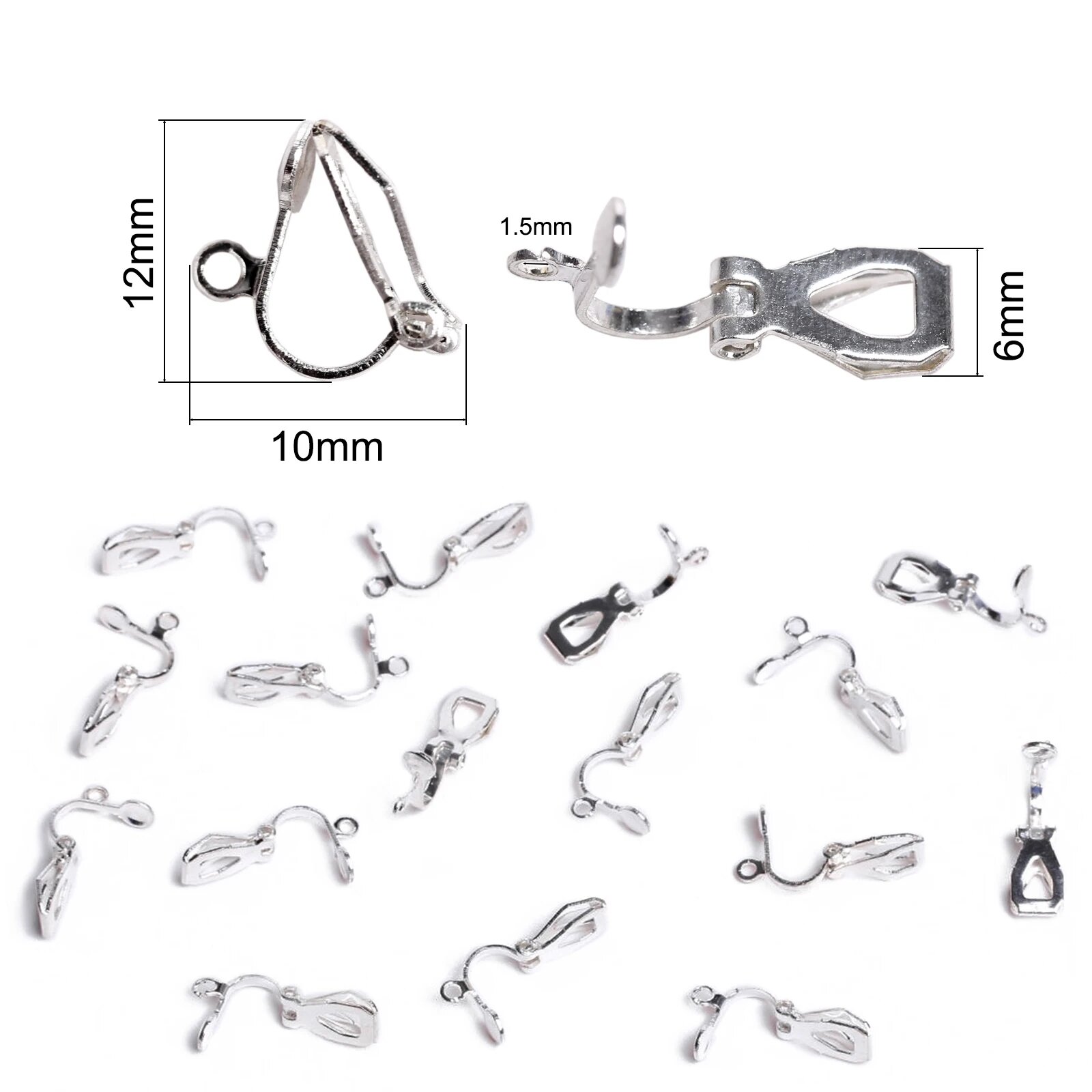 20 шт. 10*12 мм клипсы для сережек, зажим для ушей, серьги ручной работы «сделай сам», фурнитура, ювелирные детали, оптовая продажа