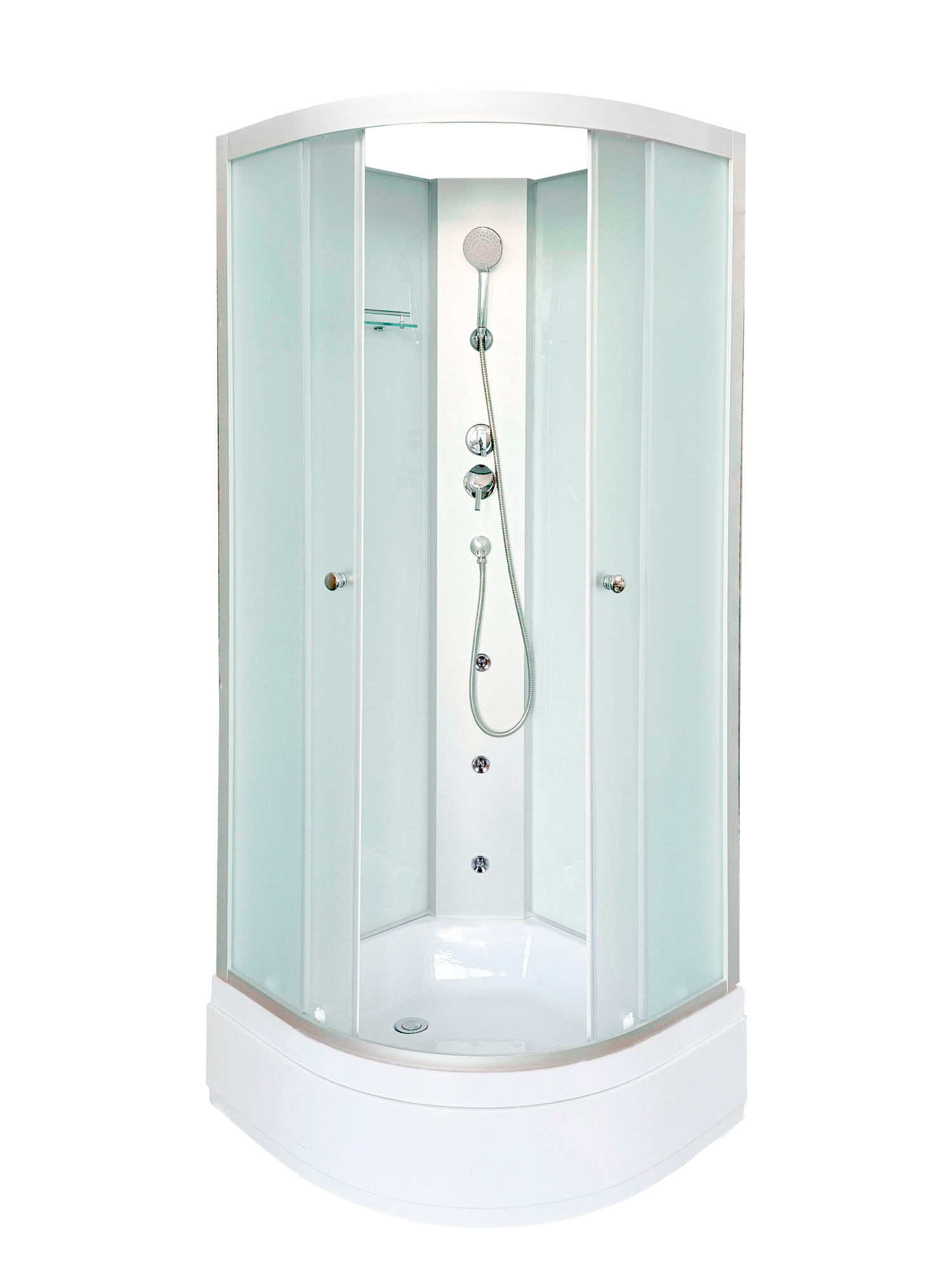 Душевая кабина DTO без крыши с средним поддоном и гидромассажем, матовое стекло, 90х90х200 см, серия LM