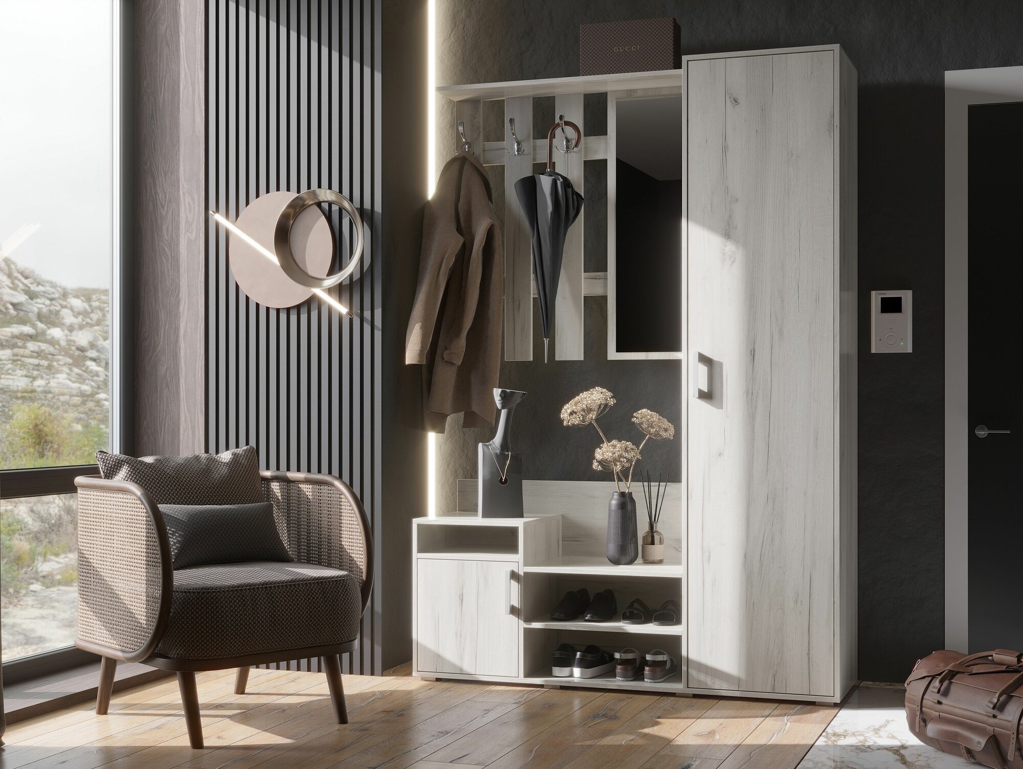 Прихожая Визит Дуб Крафт Белый/Дуб Крафт Белый 1440мм