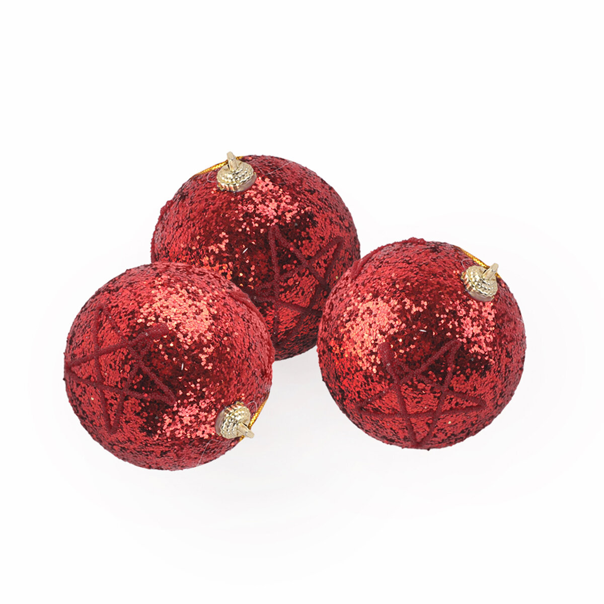 SNOWEEKON SNW-A139-LK12 Набор елочных шаров диаметром 8 см, красный, 3 шт, декоративные