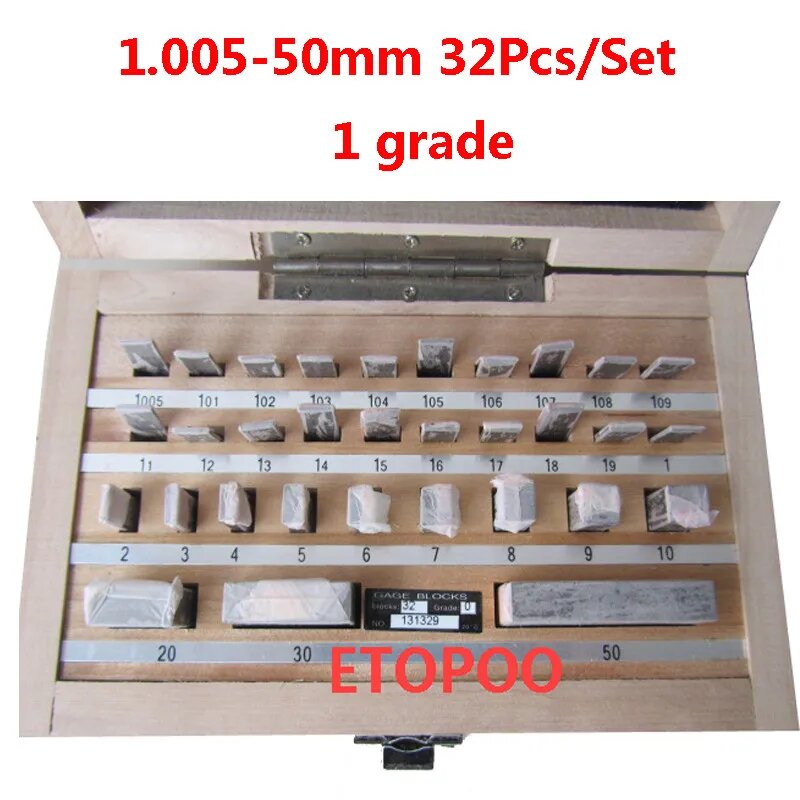 ETOPOO Высокоточные блок калибры 1.005-50 мм, 32 шт. 1 grade