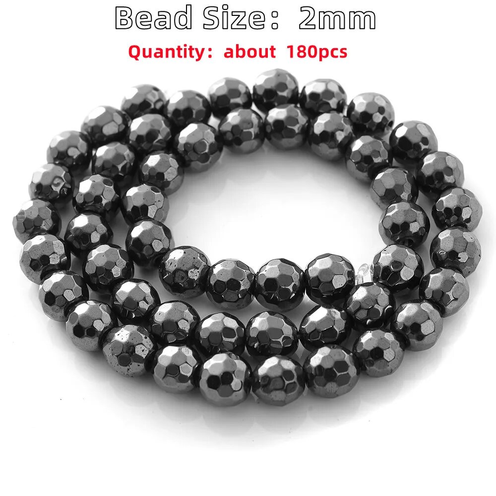 Бусины из черного гематита 45 шт. faceted 2mm