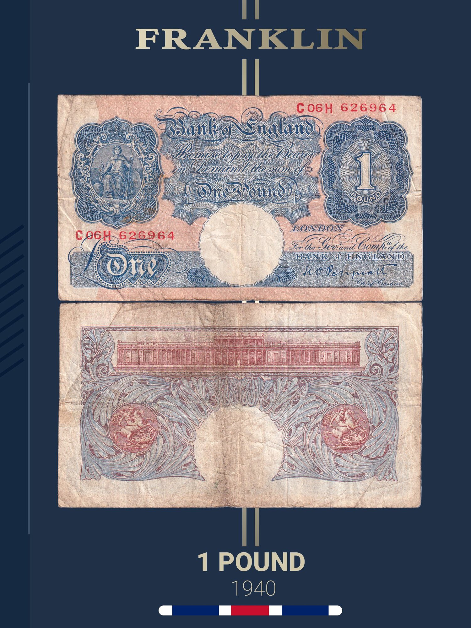 Банкнота Великобритания 1 фунт ONE POUND 1940 год (VG) Pick 367