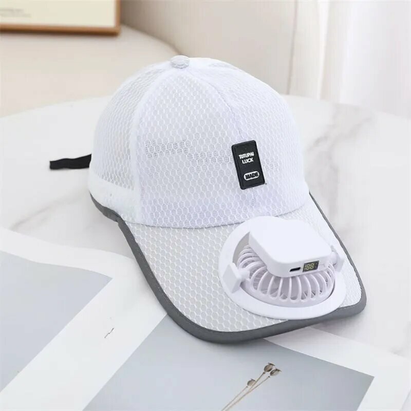 Регулируемая бейсболка с вентилятором - сетка для воздухопроницаемости, литиевая батарея 1200 мАч
