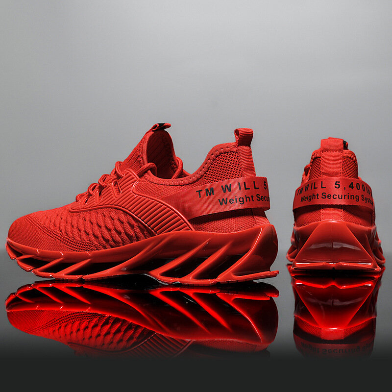 Мужские осенние дышащие летающие тканые повседневные мужские модные лезвия рыбья чешуя спортивные кроссовки для бега