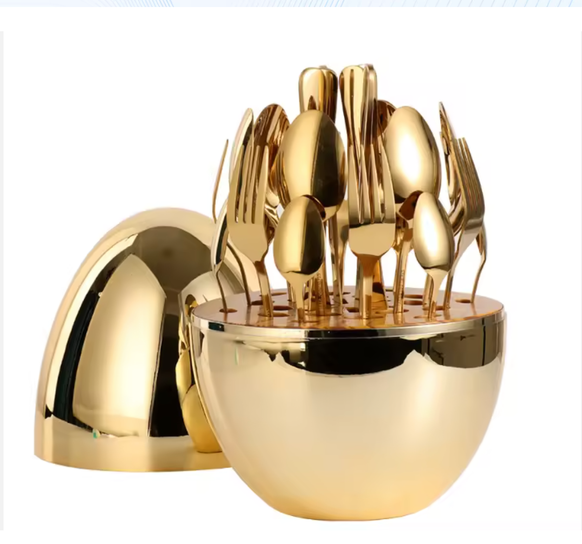 Набор столовых приборов "Западный", нержавеющая сталь, 24 предмета. Золото