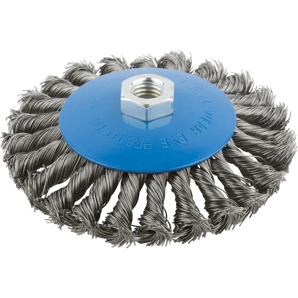 MOS Корщетка, тип "колесо" с наклоном, гайка М14, стальная витая проволока 125 мм 38938М