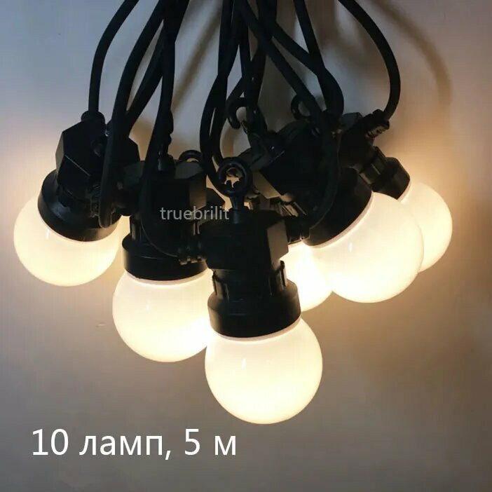 Truebrilit Электрогирлянда Светодиодная 10 ламп, 5 м, 1 шт