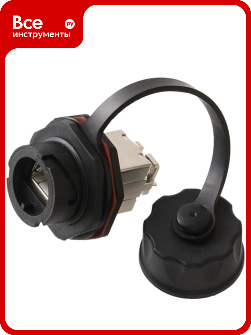 Индустриальный модуль-вставка с защитной крышкой, черный NIKOMAX NMC-KJSE2-IS-BK, универсальный