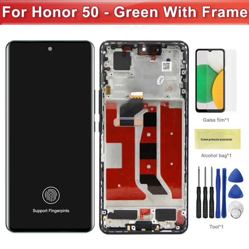 6,57 'дисплей с рамкой для Honor 50 NTH-AN00 NTH-NX9 ЖК-дисплей с сенсорным экраном в сборе для Huawei Honor 50 With Green Frame