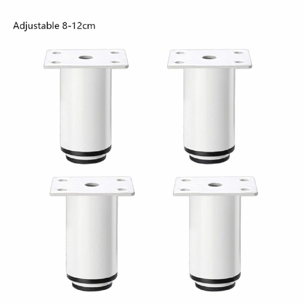 4x Железные регулируемые по высоте ножки для мебели, опорные ножки для стола, Белый - 8cm
