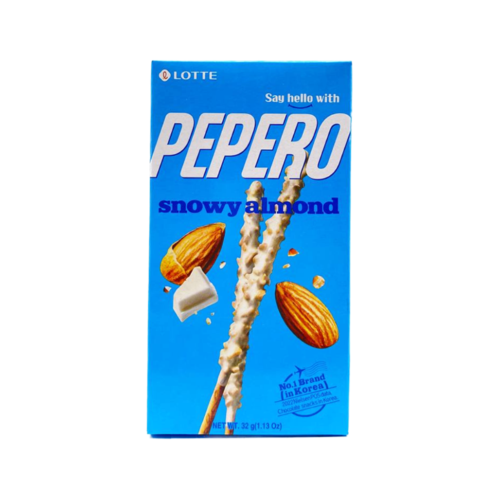 Хрустящие палочки Pepero Lotte снежный миндаль 32 г, Южная Корея