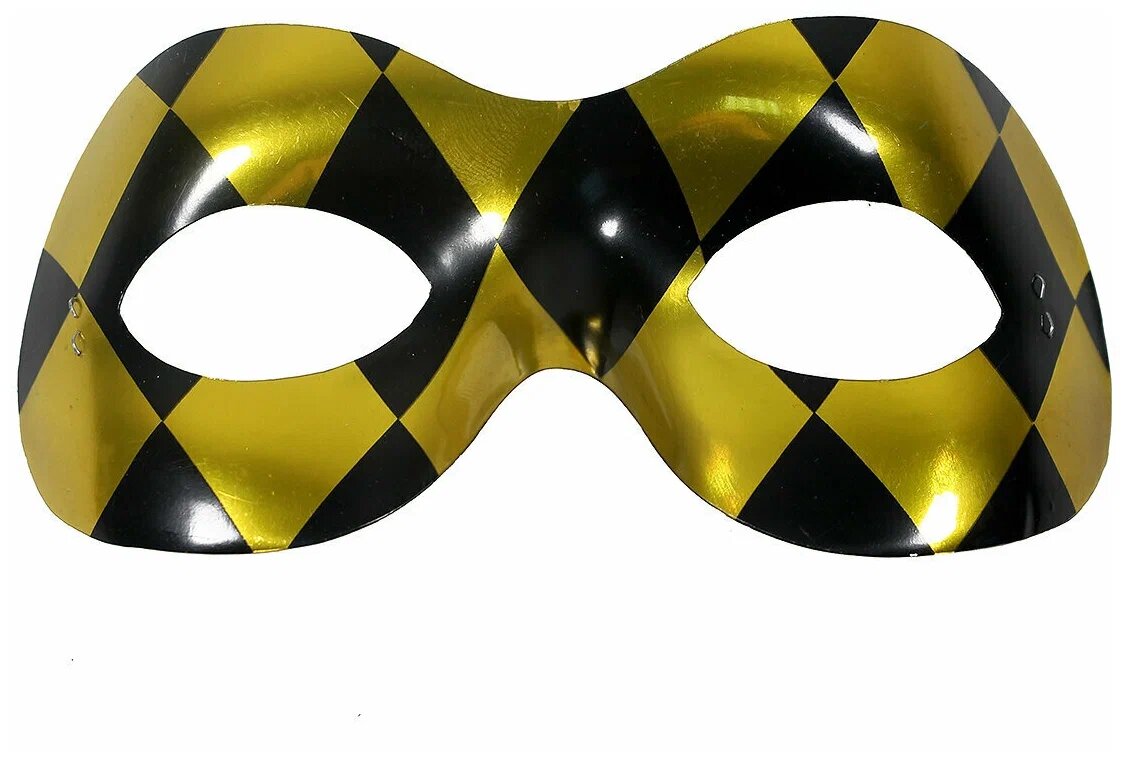Полумаска Весёлая затея "Арлекин" 1501-0718, пластик, черно-золотая