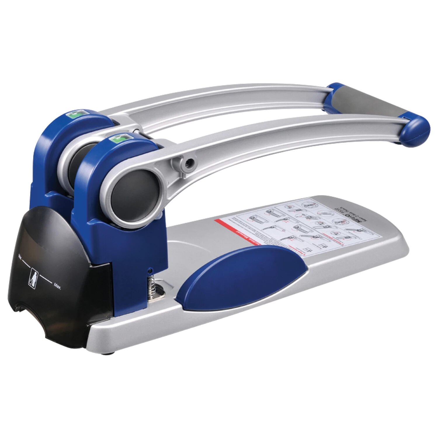 Дырокол металлический супермощный KW-trio, до 300 л, серебристый с синими вставками, 9550