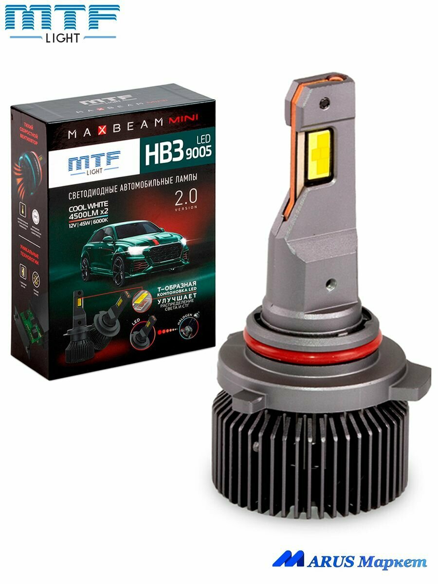 Светодиодные лампы MTF Light HB3(9005) серия MaxBeam MINI 12В, 45Вт, 6000K