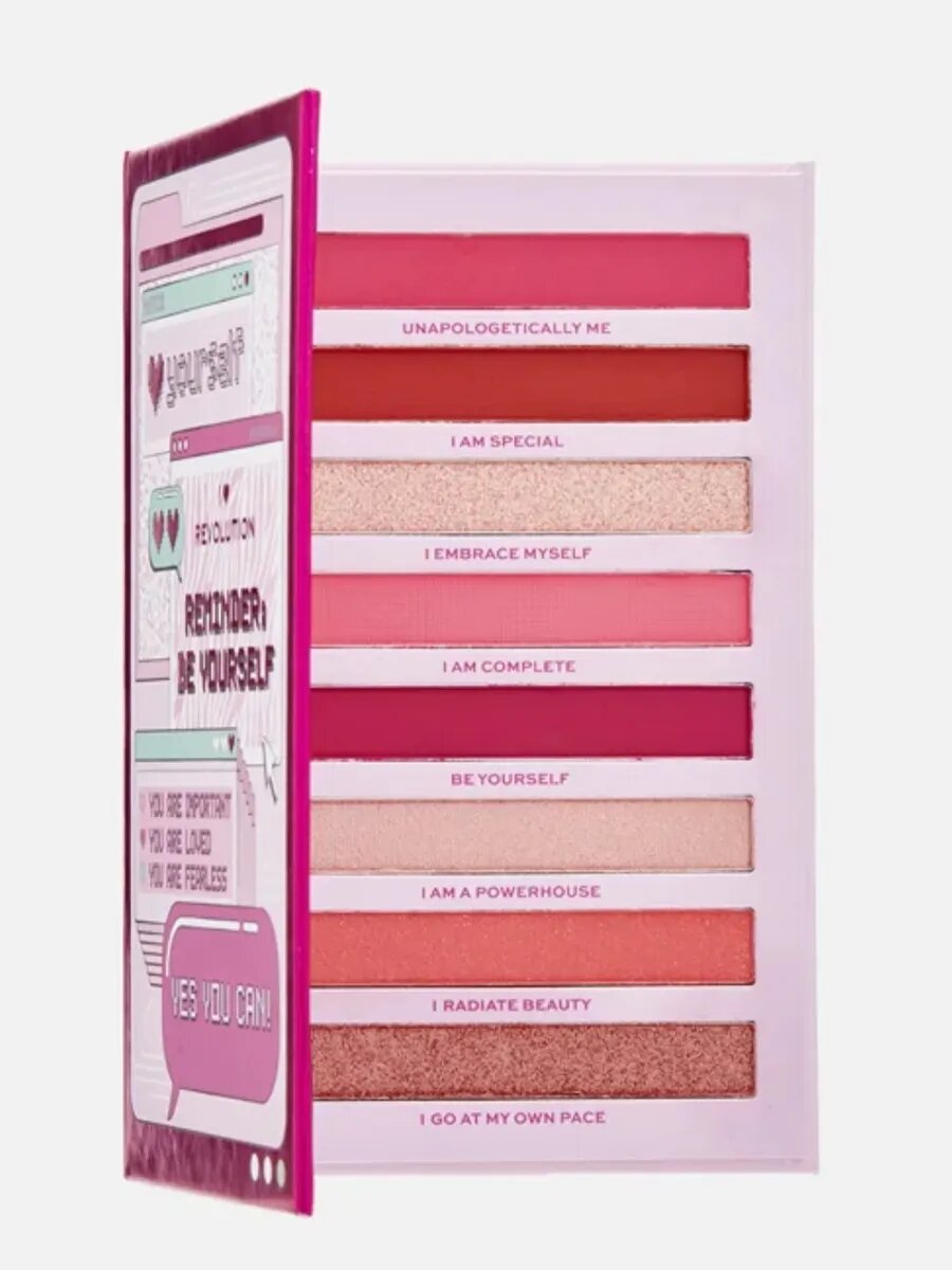 Палетка теней для век I HEART REVOLUTION affirmation book palette Reminder, Be Yourself
