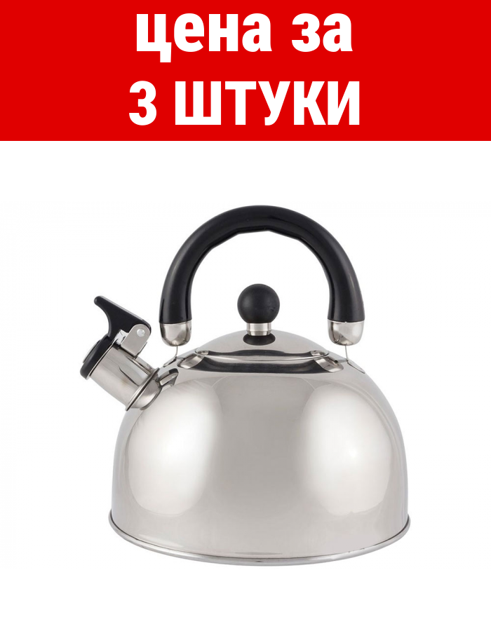 Комплект 3 шт, Чайник 3л со свистком нерж, капсульное дно DJA-3023