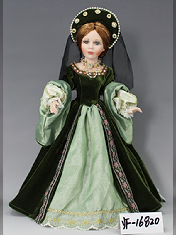Кукла Polly Dolls "Царица Тамара", фарфор, высота 42 см, черно-салатовая