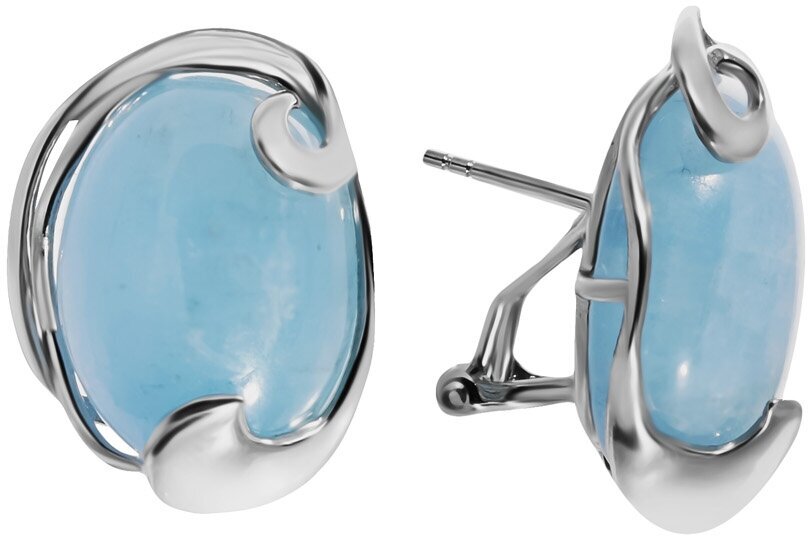 Серьги, серебро, 925 проба, аквамарин