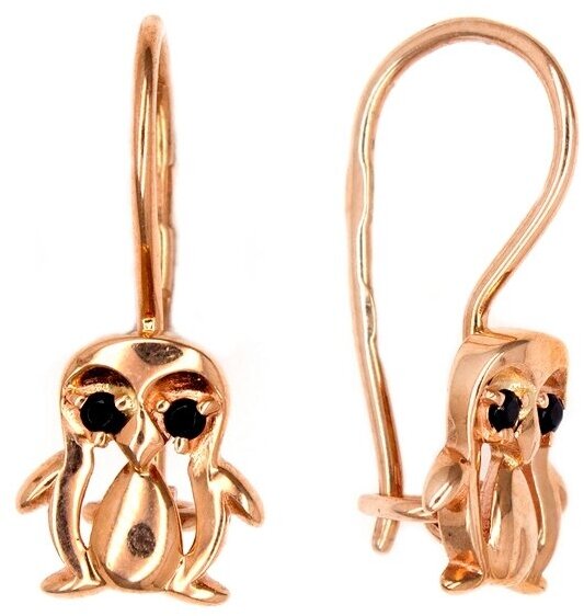 Серьги, золото, 585 проба, фианит