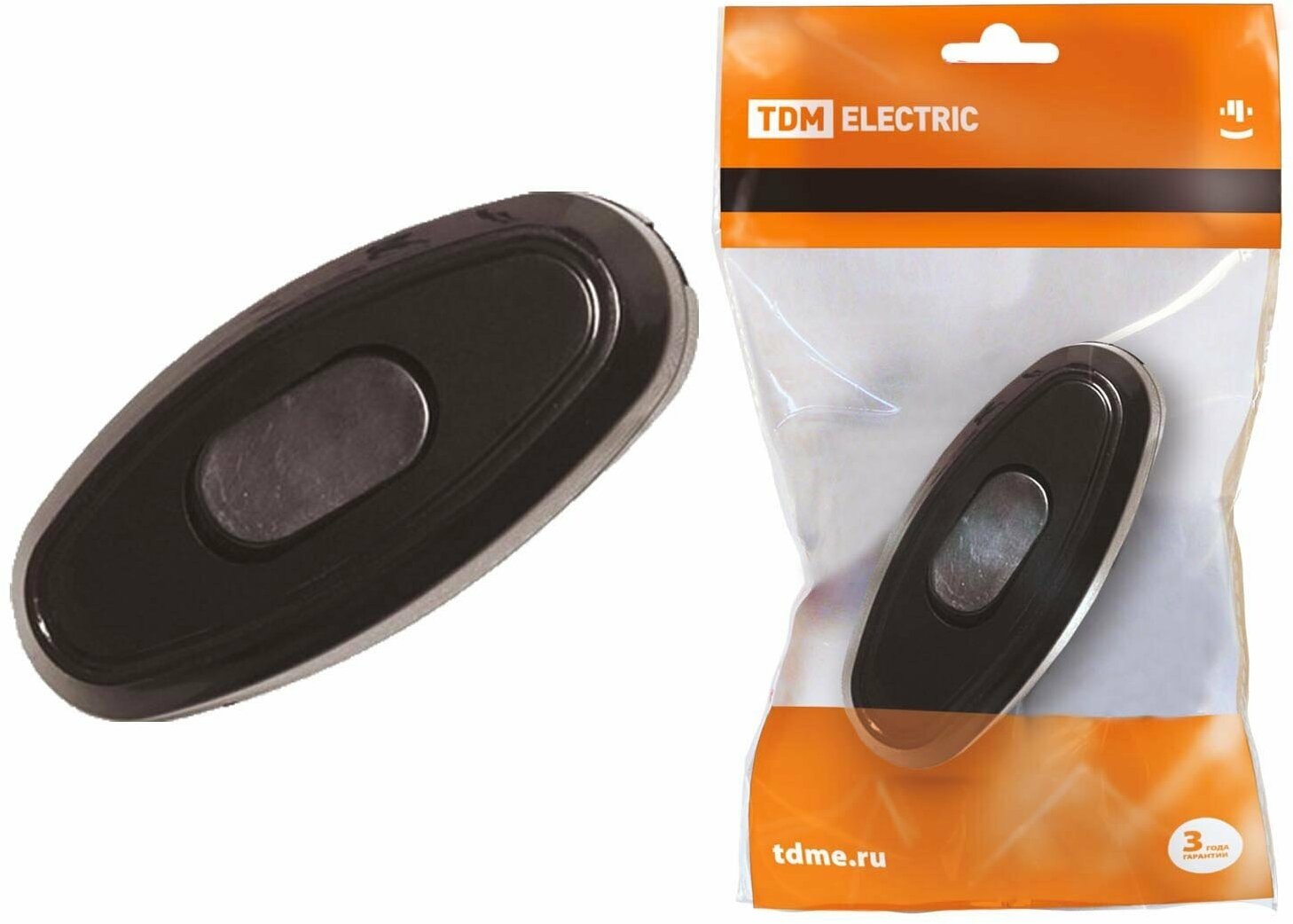 Выключатель на шнур 6А 250В IP20 черный TDM {SQ1806-0022} 1 шт