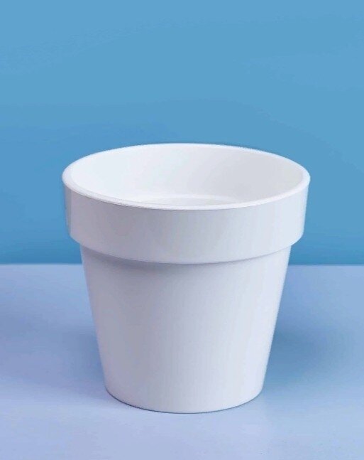 Кашпо для цветов Plast Avenue / Пласт Авеню Прото со вставкой, полипропилен белый объем 9л диаметр 27.5см