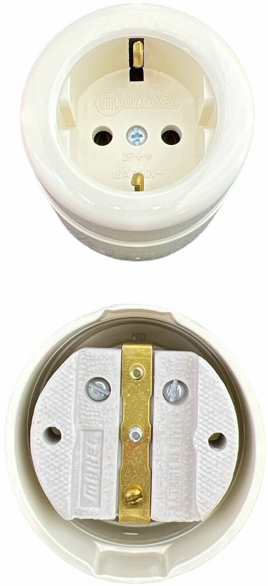 Розетка круглая накладная с заземлением Makel 16011 ОП 16А IP20