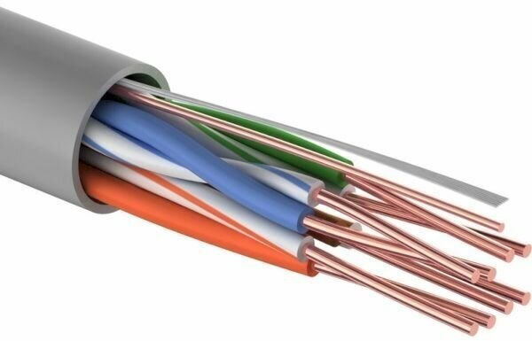 PROCONNECT (01-0043-3) кабель витая пара омедненный, U/UTP, категория 5E, PVC, 4PR, 24AWG, внутр, серый, 305 М