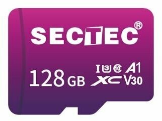 Карта памяти 128ГБ microSD SECTEC для камер видеонаблюдения UHS-I Speed Class U3 V30 A1(Тайвань)
