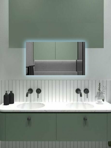 Зеркало для ванной Qwerty 50*70 горизонтальное с холодной LED-подсветкой без кнопки