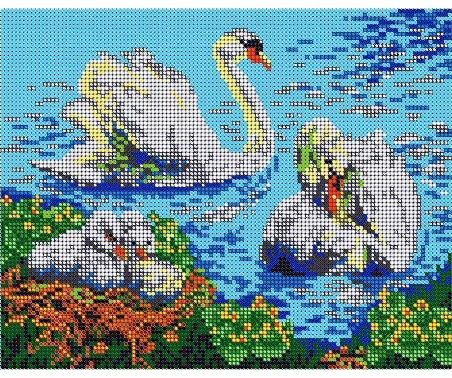 Набор для вышивки бисером "Лебеди", 19x24 см, вышивка полукрестом