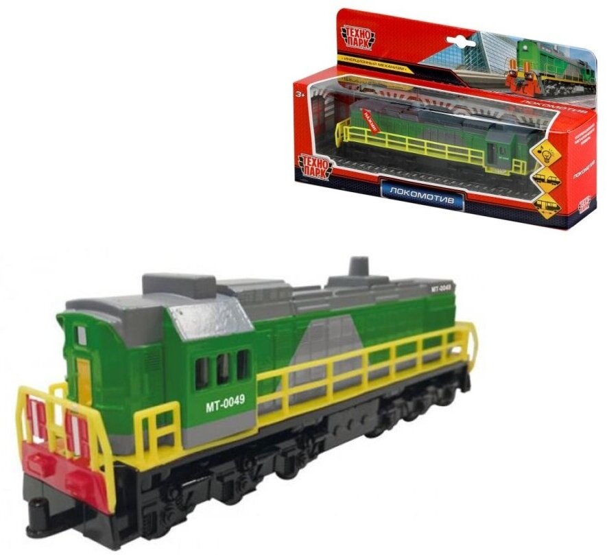 Модель Инерционная Технопарк Локомотив (19см, металл, свет, звук, открываются двери, зеленый, в коробке) LOCOTEM18B-19SL-GNYE, (Huada Toy Co, Ltd)