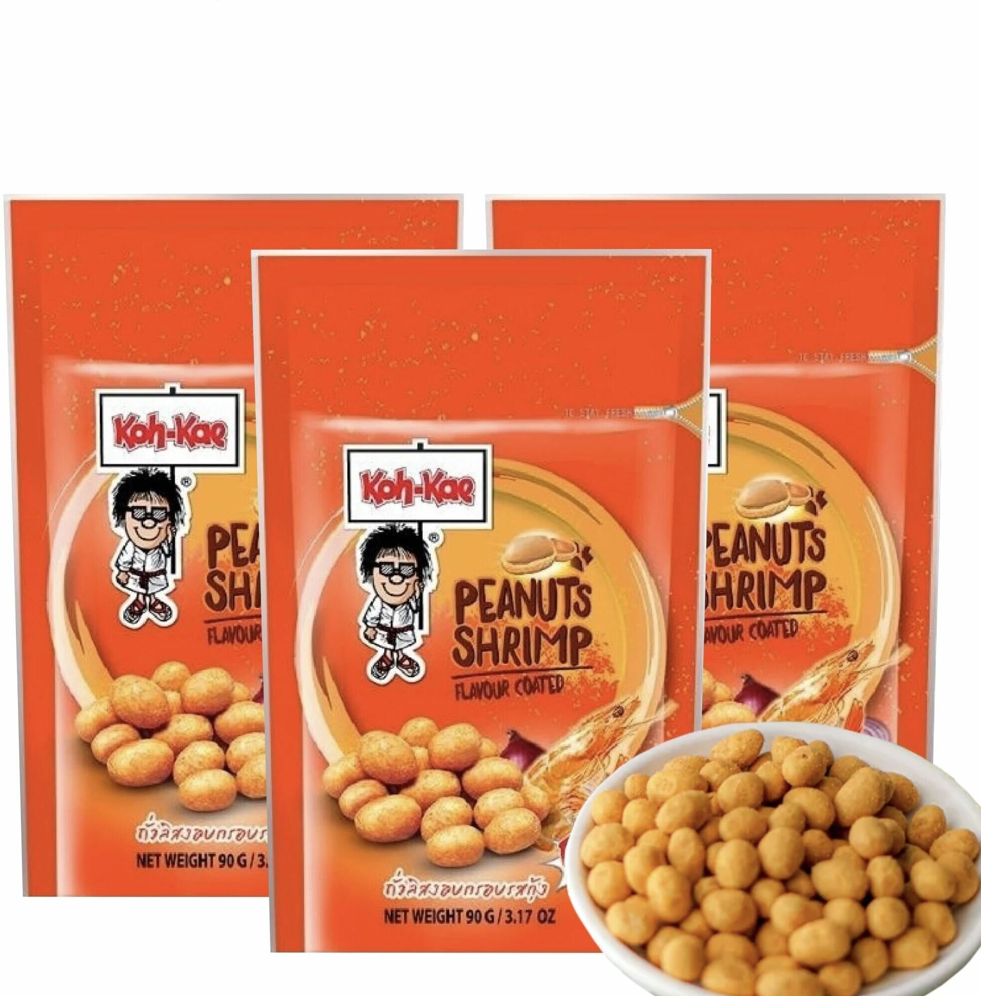 Koh-Kae Арахис обжаренный в панировке со вкусом креветки, 90 гр. х 3