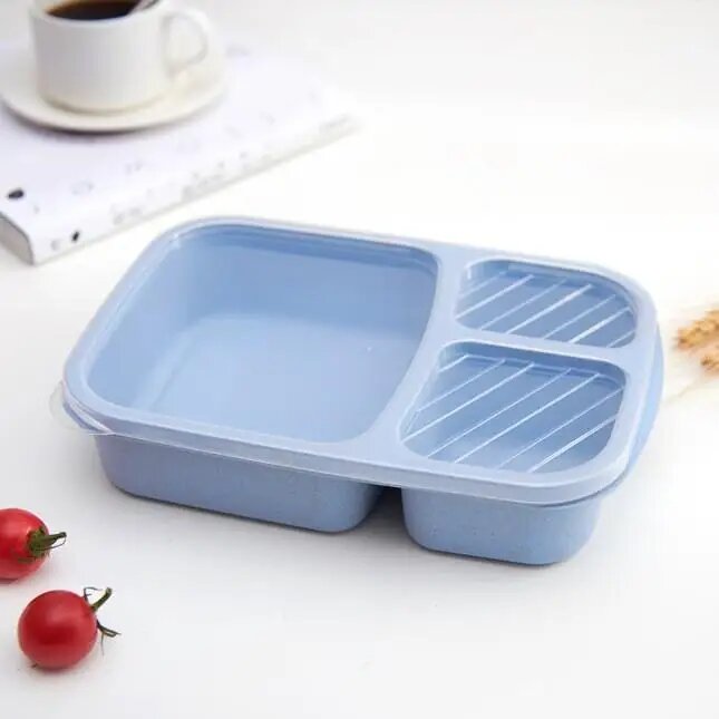 Портативный ланч-бокс из пшеничной соломы Синий, Blue 1Pcs