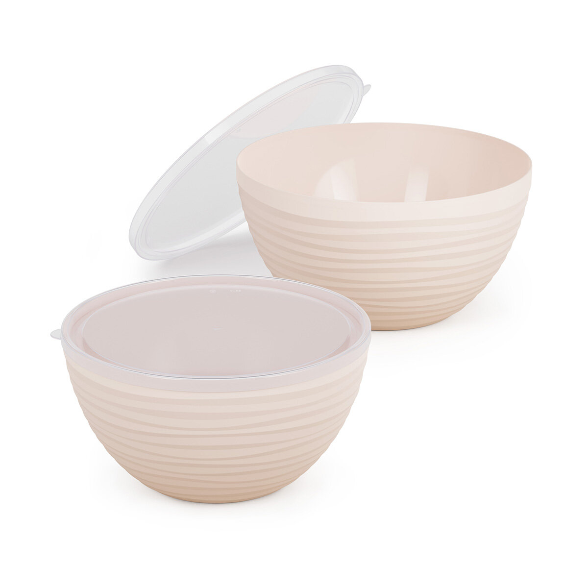 Салатник Альтернатива Оазис с крышкой, (набор 2,5 л + 4 л), бежевый