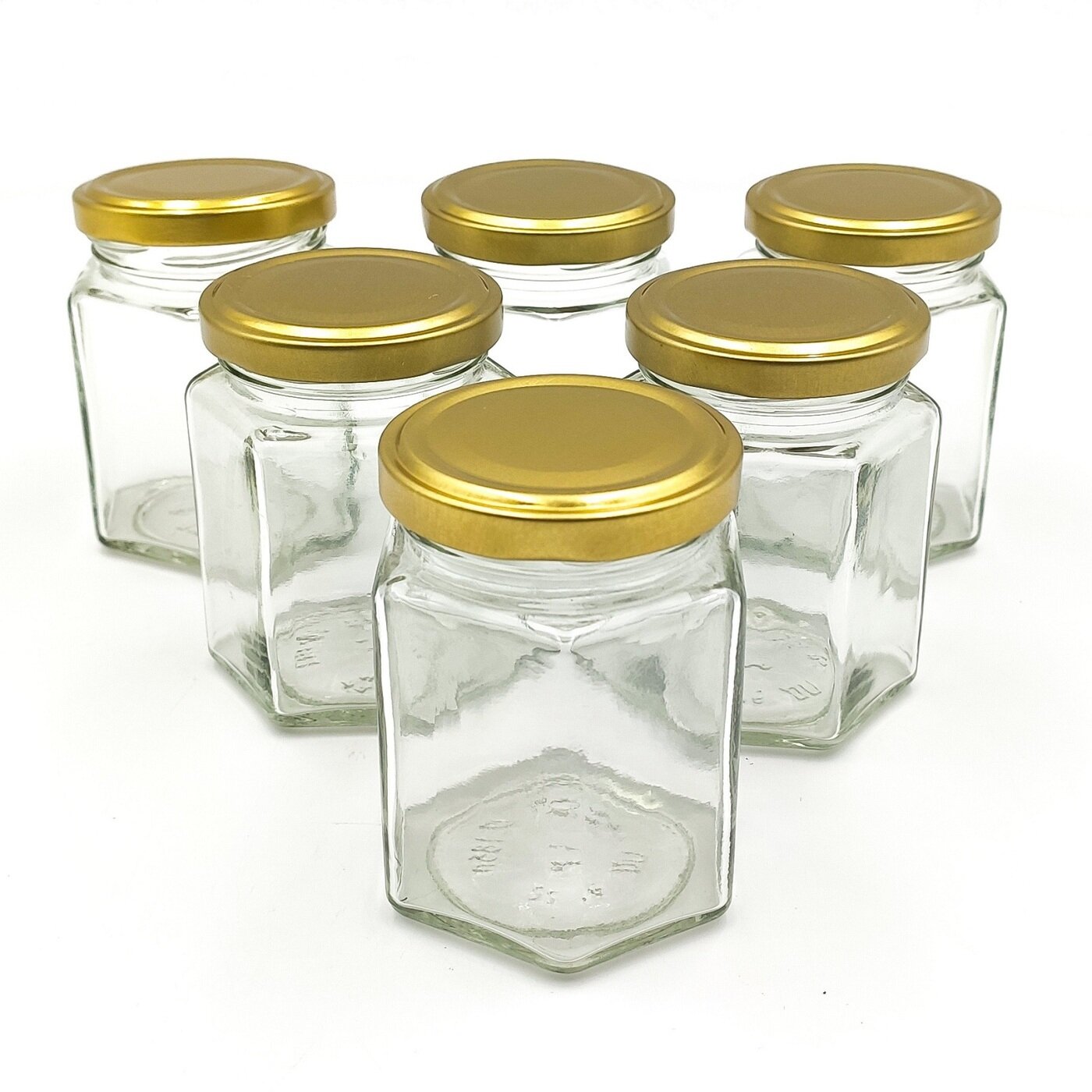 Стеклянные банки Лето, для фруктовых пюре, 165мл, шестигранник, с крышкой, 6 штук