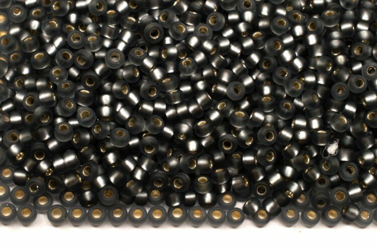 Бисер японский MIYUKI круглый 11/0 #0021F серый, матовый, серебряная линия внутри, 10 грамм