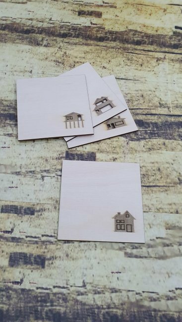 Деревянные заготовки / Декупаж, деревянная заготовка для творчества Добрый мастер "Подставка" дом 10*10см, толщина 3мм (4шт)