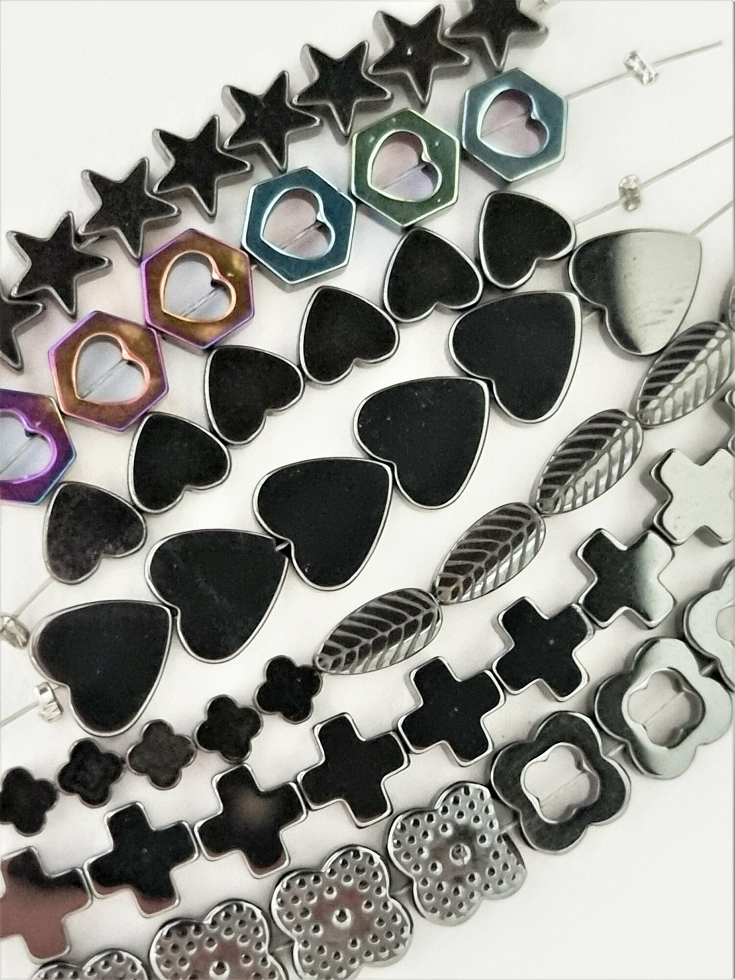 Гематит. Крестики, Звездочки, Сердечки. Сталь. 57шт.