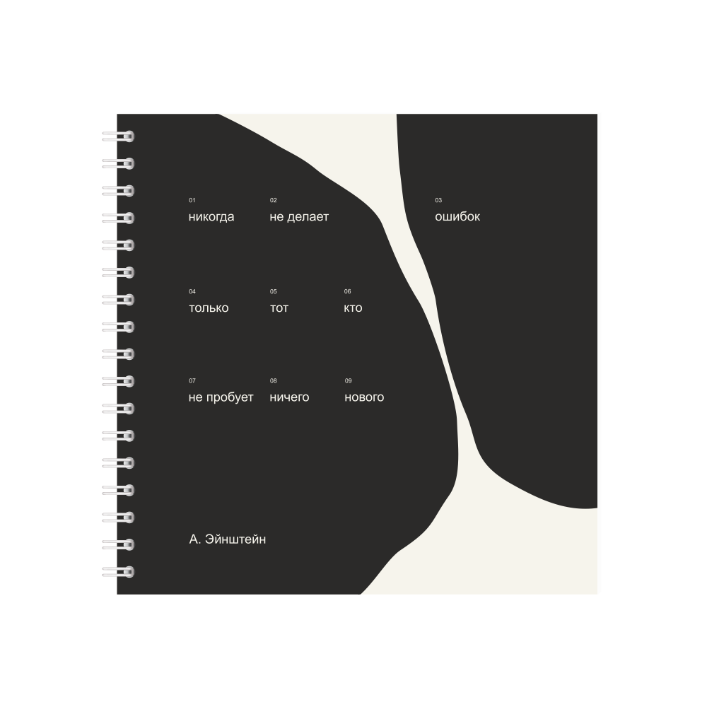 Блокнот на пружине Mitrozhe «Никогда не делает ошибок.», 15х15, 50 листов, чёрный