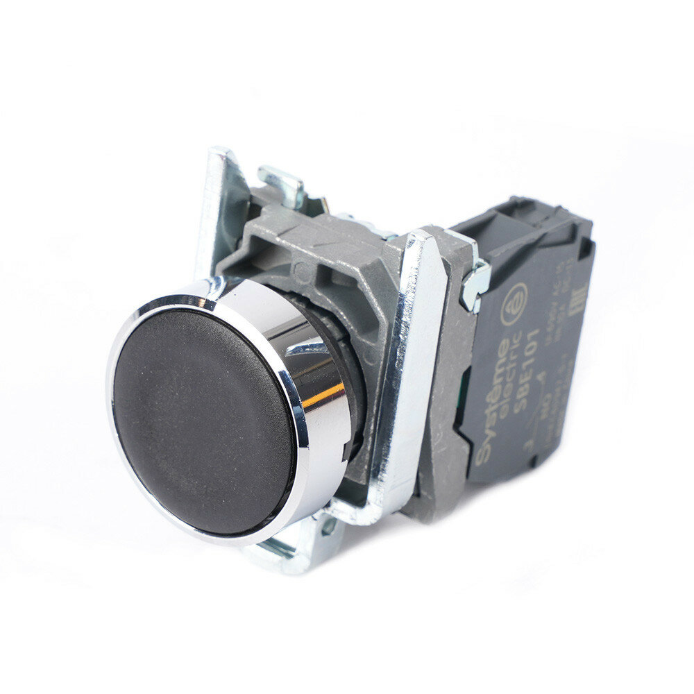 Кнопка SB4 в сборе модульная 22мм черная с возвратом металл 1НО | код. SB4BA21 | Systeme Electric ( 1шт. )