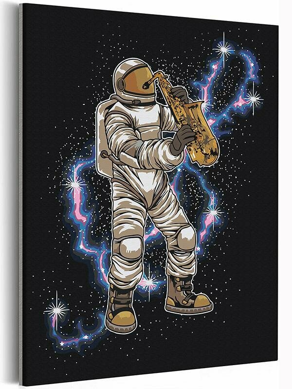 Космонавт и саксофон / Космос / Музыка Раскраска картина по номерам на холсте с металлической краской 40х50