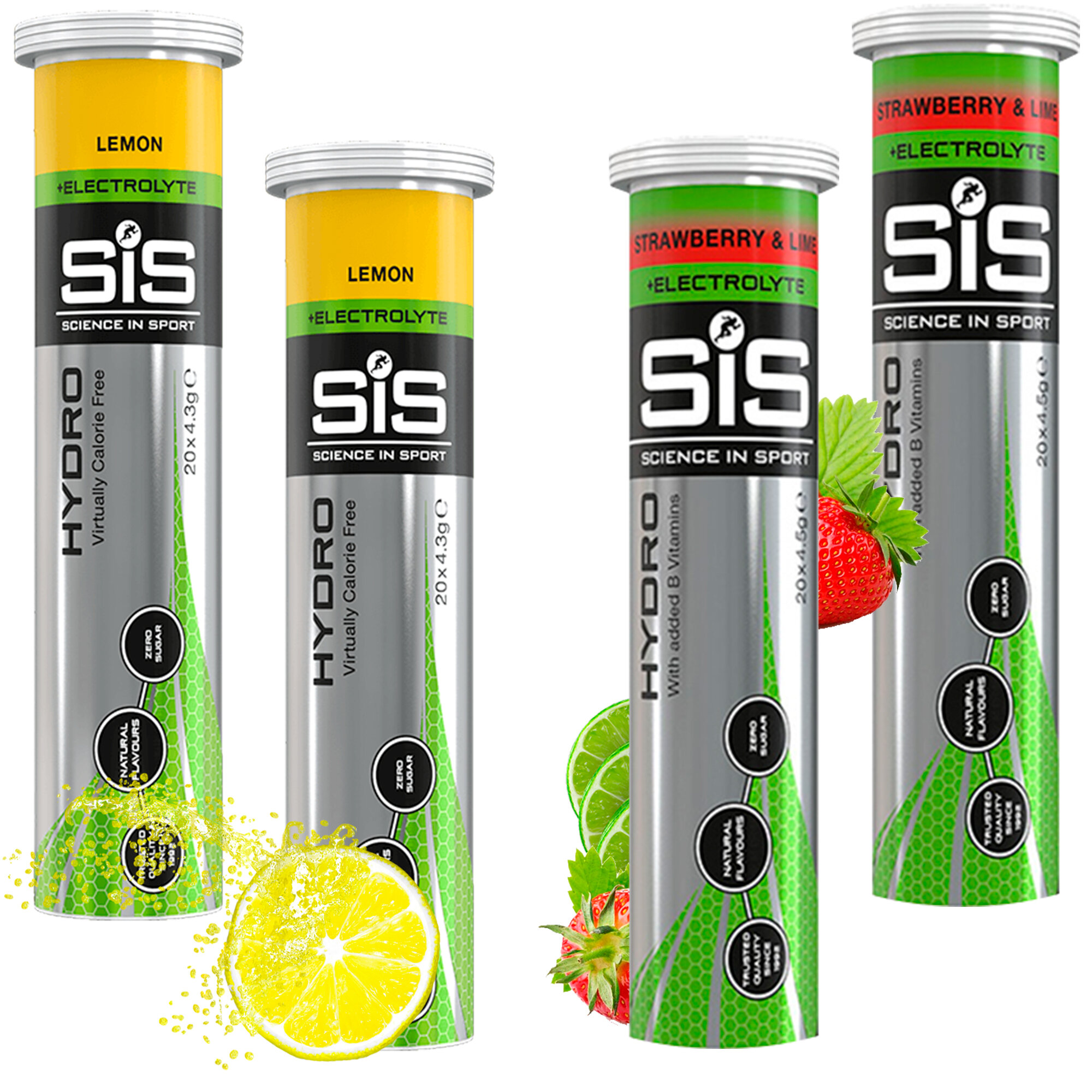 Изотоник SCIENCE IN SPORT (SiS) GO Hydro Tablet 20s 4 x 20 таблеток, Лимон, Клубника - Лайм